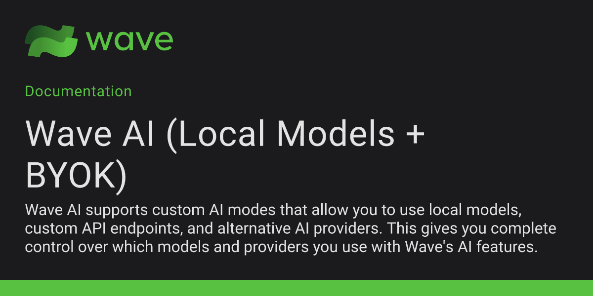 Wave AI (Local Models + BYOK) | Wave Terminal Documentation